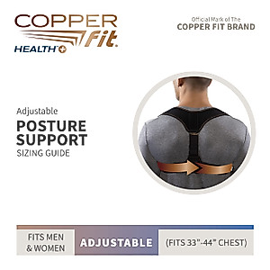Copper Fit Health Unisex Posture Support, Adjustable,Black