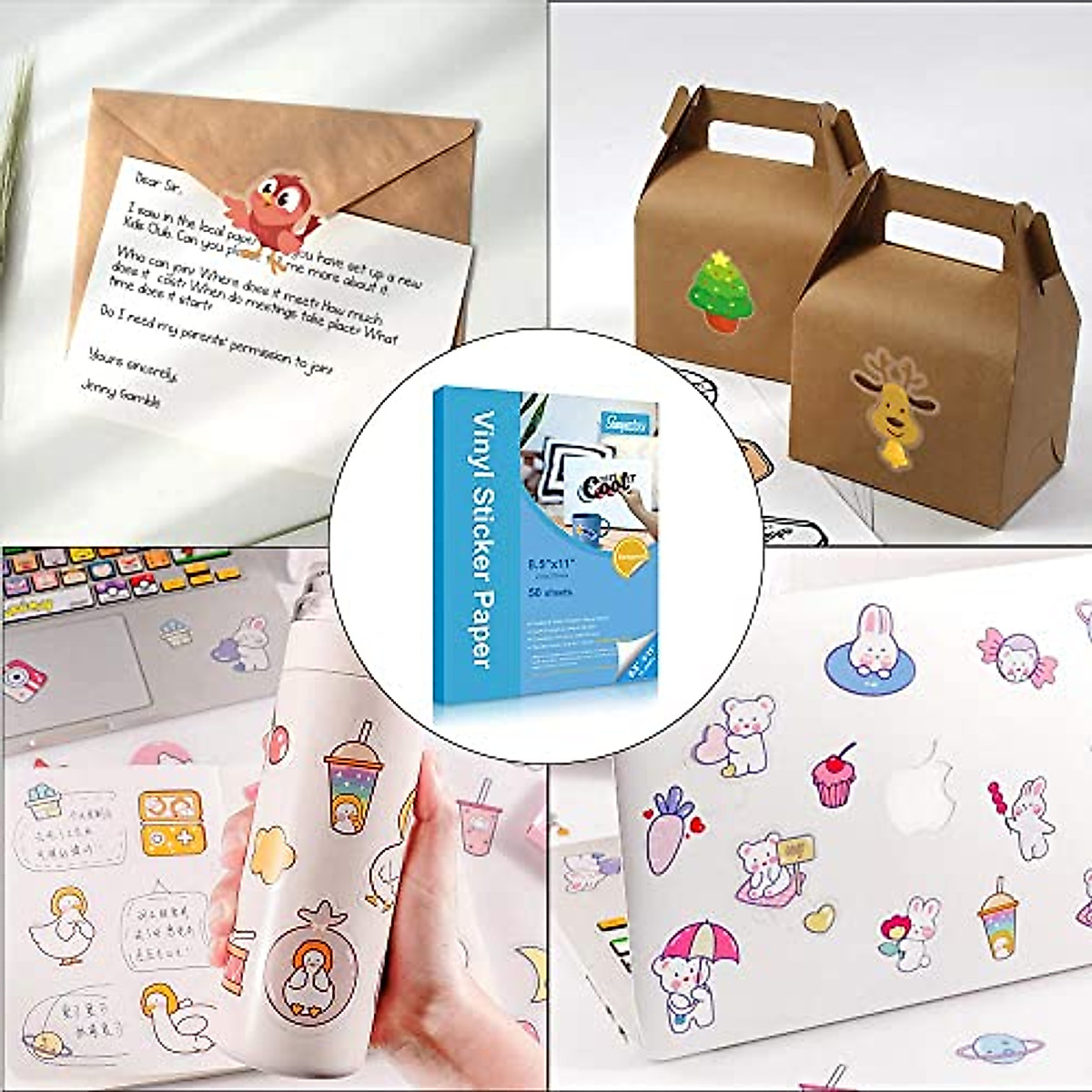 Premium Printable Vinyl Sticker Paper,Transparent 30 Clear Self-Adhesive Sheets,No-Waterproof,Dries Quickly Vivid Colors Decal Paper,Tear Resistant-for Any Epson HP Canon Sawgrass Inkjet Printer