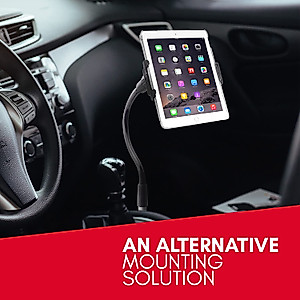 Macally Car Seat Rail Mount - Super Secure Tablet Mount for Car and Floor Mount Phone Holder - Adjustable Gooseneck iPad Mount for Truck and Any Vehicle - Works with All iPad, iPhone, Tablets