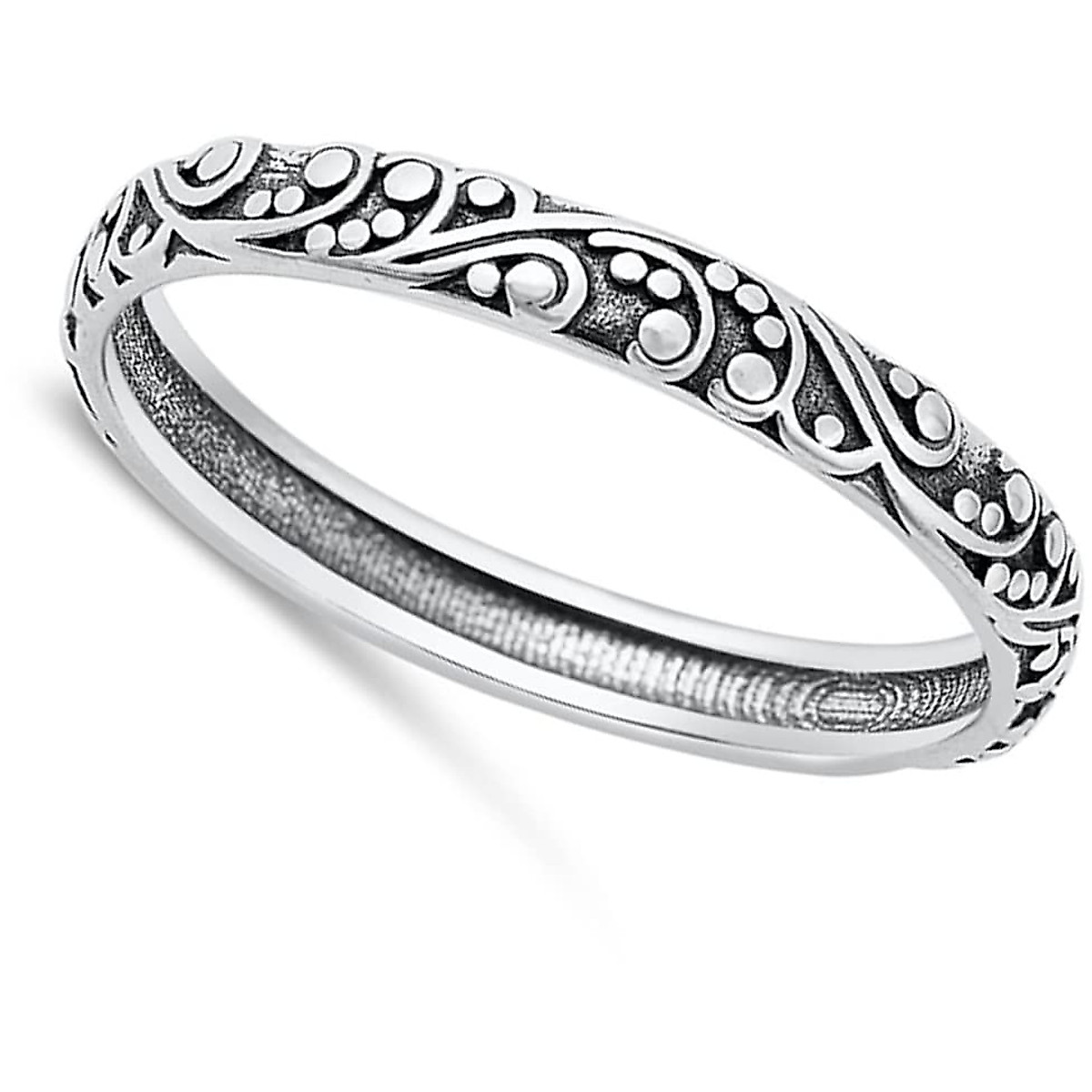 Vintage Oxidized Cute Bali Classic Ring New .925 Sterling Silver Band Size 8