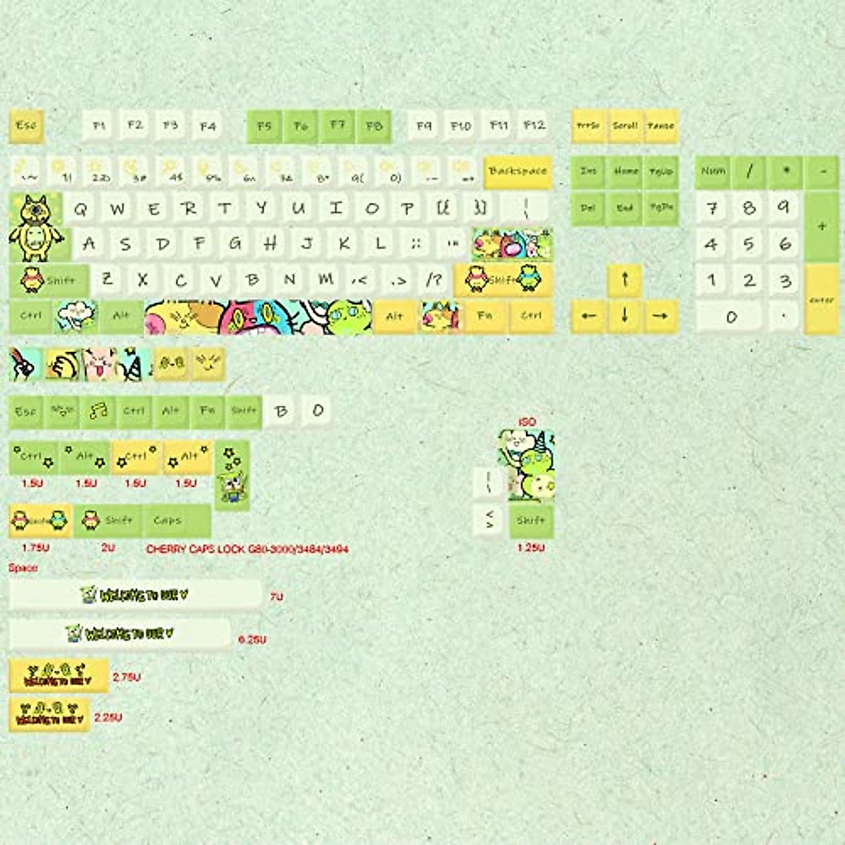 JSJT Custom Keycaps 135 Keys Cartoon Anime Keycaps XDA Profile Magical Elves Themed Keycaps PBT Dye Sublimation Keycaps Suitable for ANSI/ISO Layout Cherry MX Switch Mechanical Keyboards