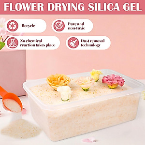 VOISEN Silica Gel Flower Drying, 5LBS Silica Gel for Drying Flowers,Color Indicating Flower Preservation Kit Contains Flowers Desiccant, Brush, Gloves, 6.7 L Plastic Box
