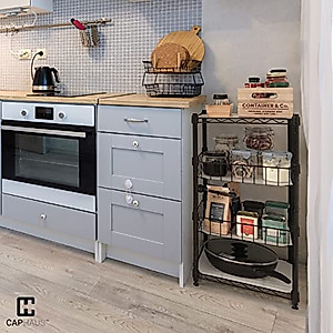 Fencer Wire NSF 5 Tier Wire Shelving Unit w/Baskets & Liner, Storage Rack Kitchen, Bathroom, Laundry Closet, Wire Shelving Basket Shelves, Storage Rack Corner Shelves, Black