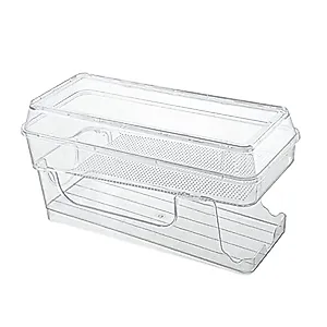 DOITOOL Rolling-type Can Storage Rack Clear Organizer Box Clear Bottle Storage Rack Beverages Soda Canned Food Organizer Soda Can Rack Can Drink Storage Rack Transparent Can Organizer Cans