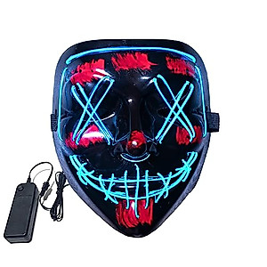 Party dress Bar Dress Street Dance Mask Play Mask Halloween Mask Glow Mask Ghost Fire Mask LED Mask (blue)...