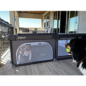 Albott Portable Baby Playpen for Babies and Toddlers, 79"x71" Baby Playards, Extra Large Anti-Fall Infant Safety Activity Center(Deep Grey)