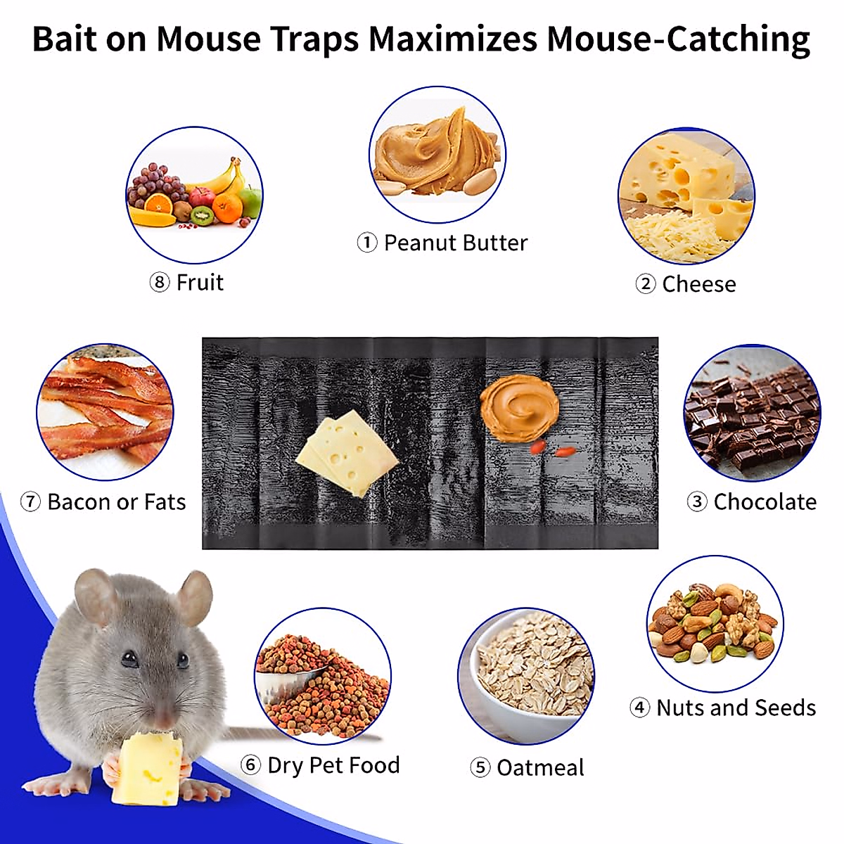 6 Pack Mixed Sizes Large Rat Traps, Heavy Duty Sticky Mouse Traps for House Indoor, Extra Strength Snake Traps for Mice Rat Snake Roach Lizard Spider Scorpion and Other Pests