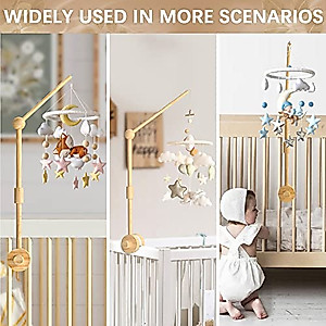 FEISIKE Baby Crib Mobile Arm, Mobile Arm for Crib Baby Mobile Hanger for Crib Nursery Decor Girls Boys Baby Crib Mobile Holder Arm Hanging Wooden Decoration Attachment Newborn 34 inch