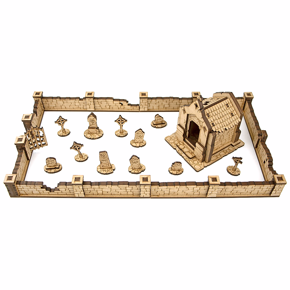 TowerRex Graveyard Crypt Cemetery D&D Terrain Buildings - DND Accessories for Dungeons & Dragons, Pathfinder, Warhammer, Tabletop Battle map Grid, Wargaming Terrain, Scenery for 32mm 28mm Miniatures