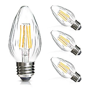 ROMANJOY F15 4W LED Light Bulbs, LED Porch Light Bulbs, E26 Medium Base, Dimmable 2700K Warm White LED Post Bulb 40w Equivalent, Outdoor Decorative Chandelier Lantern Lamp, 4-Pack…