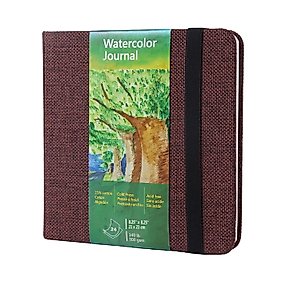 tumuarta Square Watercolor Journal, 8.25x8.25”, 140 LB, 300 GSM, 25% Cotton, Cold Press, 24 Sheets, 48 Pages, Watercolor Paper Sketchbooks for Use As Travel Mixed Media Pads On The Go