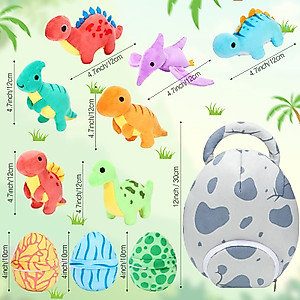 Zhanmai 11 Pcs Dinosaur Stuffed Animal Small Dino Plush Toy and Egg Bag Set Cute Stuffed Dinosaur Animals Plush Toys Soft Dinosaur Stuff Animals for Easter Birthday Dinosaur Themed Party (Classic)