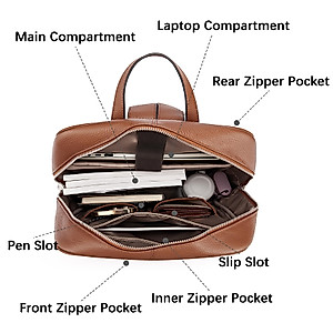 BOSTANTEN Leather Laptop Backpack for Women 15.6 inch Computer Backpack Travel Work Bag