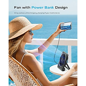 Otlonpe Desk Fan Rechargeable Portable Fan, 4000mAh Battery Operated Personal Silent Table Fan, 6.5 Inch Small Travel Fan with Power Bank, 4 Speeds Desktop Fan for Bedroom Home Office Outdoor, Black