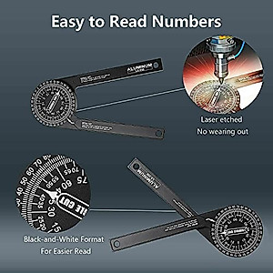 Gotical - Combo of 2 - Flexible Plastic Military Coordinate Scale Protractor MILS map Protractor & 360° Aluminum Angle Finder Miter Saw Protractor Woodworking Measuring Ruler Tool
