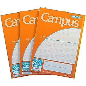 Kokuyo Campus Notebook, Semi-B5, 200 Squares Ruled, 30 Sheets, Pack of 3, Japan Import (NO-30KA20)