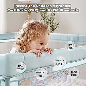 Sweeby Baby Playpen, 79x71 Playpens for Babies and Toddlers with Gate, Large Baby Play Yards with Zipper Door, Indoor & Outdoor Baby Fence, Dark Grey