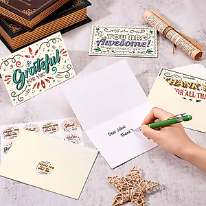 24 Employee Appreciation Cards - Thank You Cards with Envelopes & Stickers 6 Designs Colorful Encouragement Cards for Hand Written 4’’ x 6’’ Gratitude Cards for Appreciation Recognition Team Staff