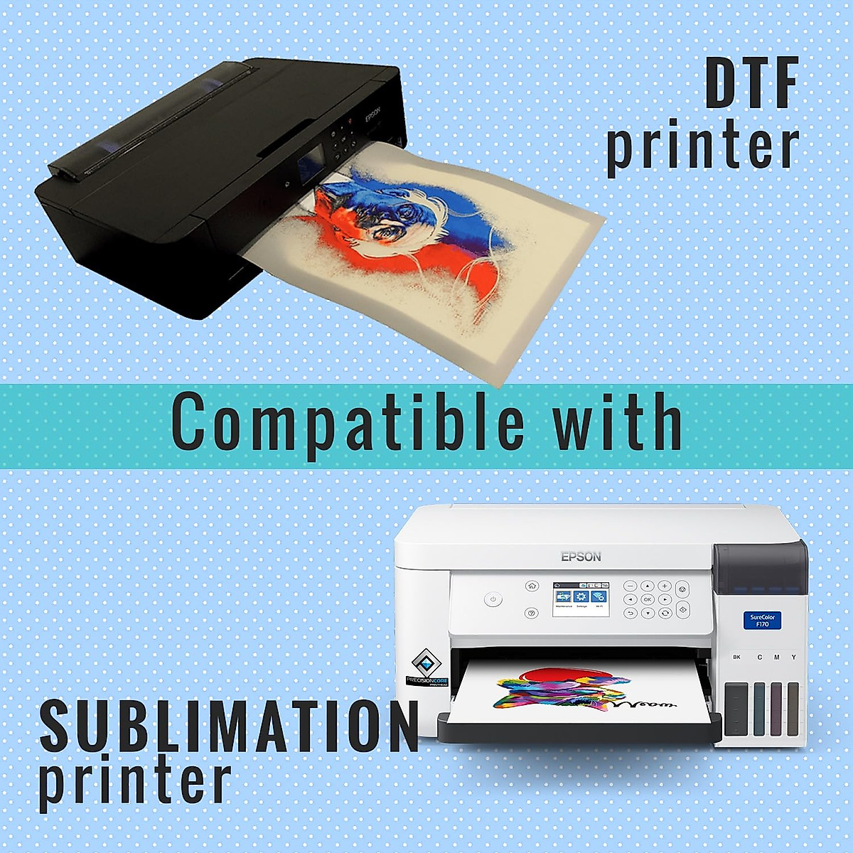 Tuca DTF Powder and Transfer Film for DTF Sublimation Printer, 500G/1.1 lbs White Digital Hot Melt Adhesive applies to All DTF Transfer Printers for Digital Prints on T-Shirts Textile A4/A5 20 Sheets