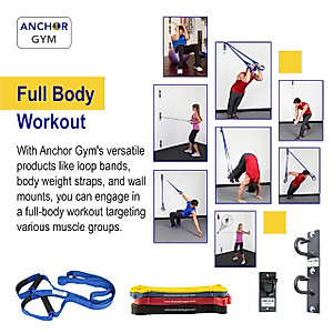 Anchor Gym H1 Workout Wall Mount, Strap Anchor, Wall & Ceiling Mounted Hook Exercise Station for Bodyweight Straps, Resistance Bands, Strength Training, Yoga, Home Gym. (Wood Screws Included)