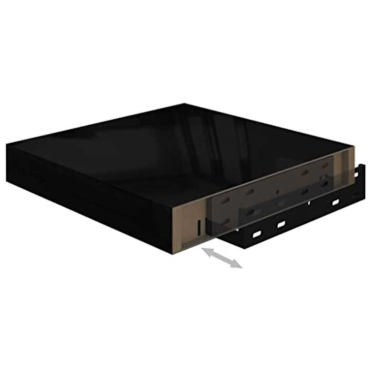 Wall Mounted Floating Shelves Wall Decor Storage Shelves Invisible Ledge Hanging Shelves Picture Frame Ledge Shelves 4 pcs High Gloss Black 9.1"x9.3"x1.5" MDF