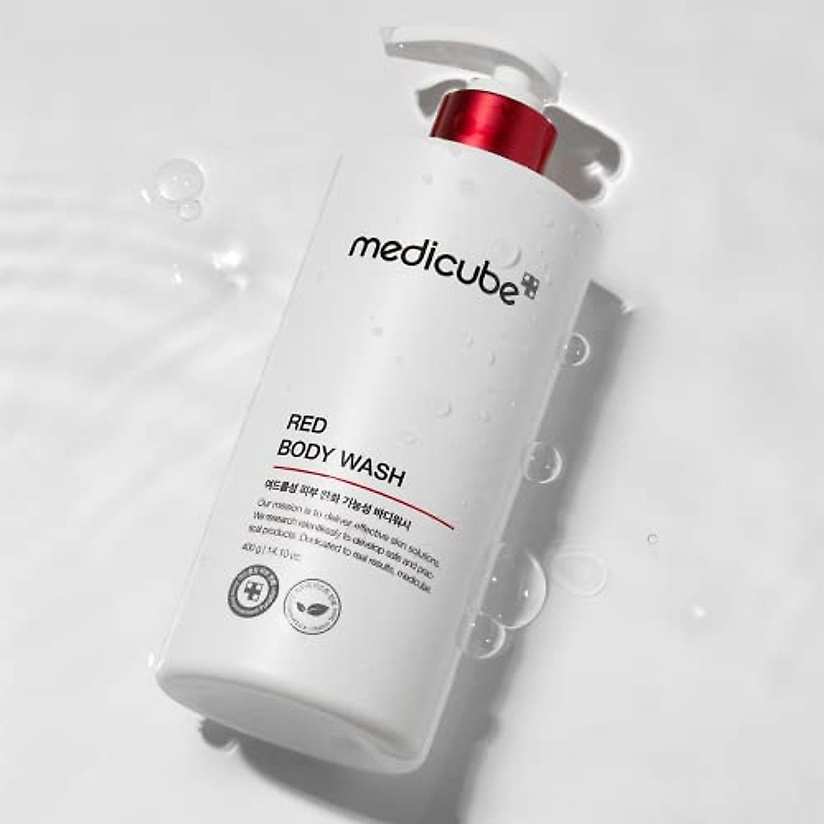 Medicube Red Body Wash || Exfoliate rough and bumpy skin with Salicylic Acid, Lactic Acid, Niacinamide and Hyaluronic Acid | A functional body wash that helps relieve body acne and keratosis pilaris(chicken skin) | NO allergen-forming ingredients | Low pH
