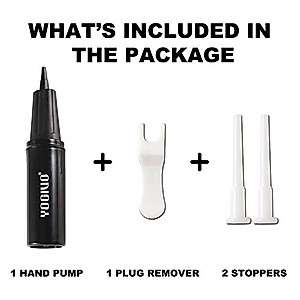 Exercise Ball Pump, Hand Air Pump for Stability Workout Yoga Ball, with 2 Plugs for Valve & 1 Plug Remover for Easy Deflation (Hand Pump)