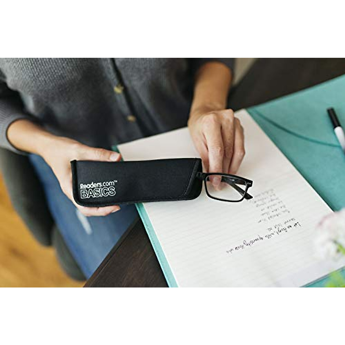 Readers Readers.com Fully Magnified Reading Glasses: The Cordon - 4 Pairs, Classic Rectangle for Women and Men - Black, 2.50