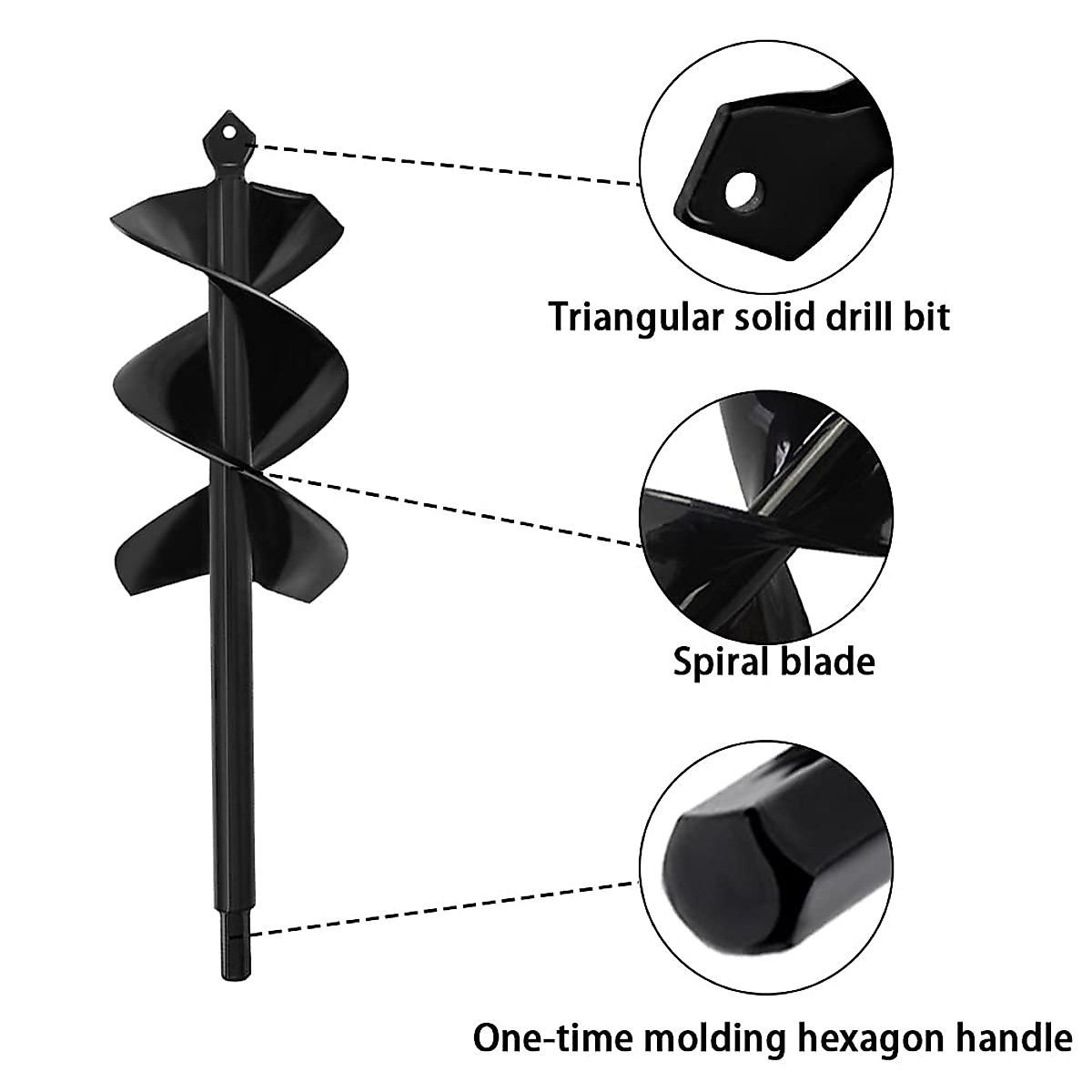 Auger Drill Bit for Planting 3"x12" Upgrade Garden Auger Spiral Drill Bit Bulb Planter Auger Post Hole Digger Garden Spiral Hole Drill Soil Auger Planting Auger for Hex Driver Drill Solid Shaft