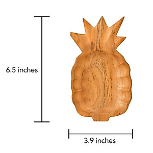 AeraVida Adorable Tropical Fruit Pineapple Carved Teak Wood Snack Plate | Versatile Wood Fruit Plate | Teak Tree Wood Kitchen Decor| Handmade Home Serving Platter for Dish| Kitchen Decorative Food