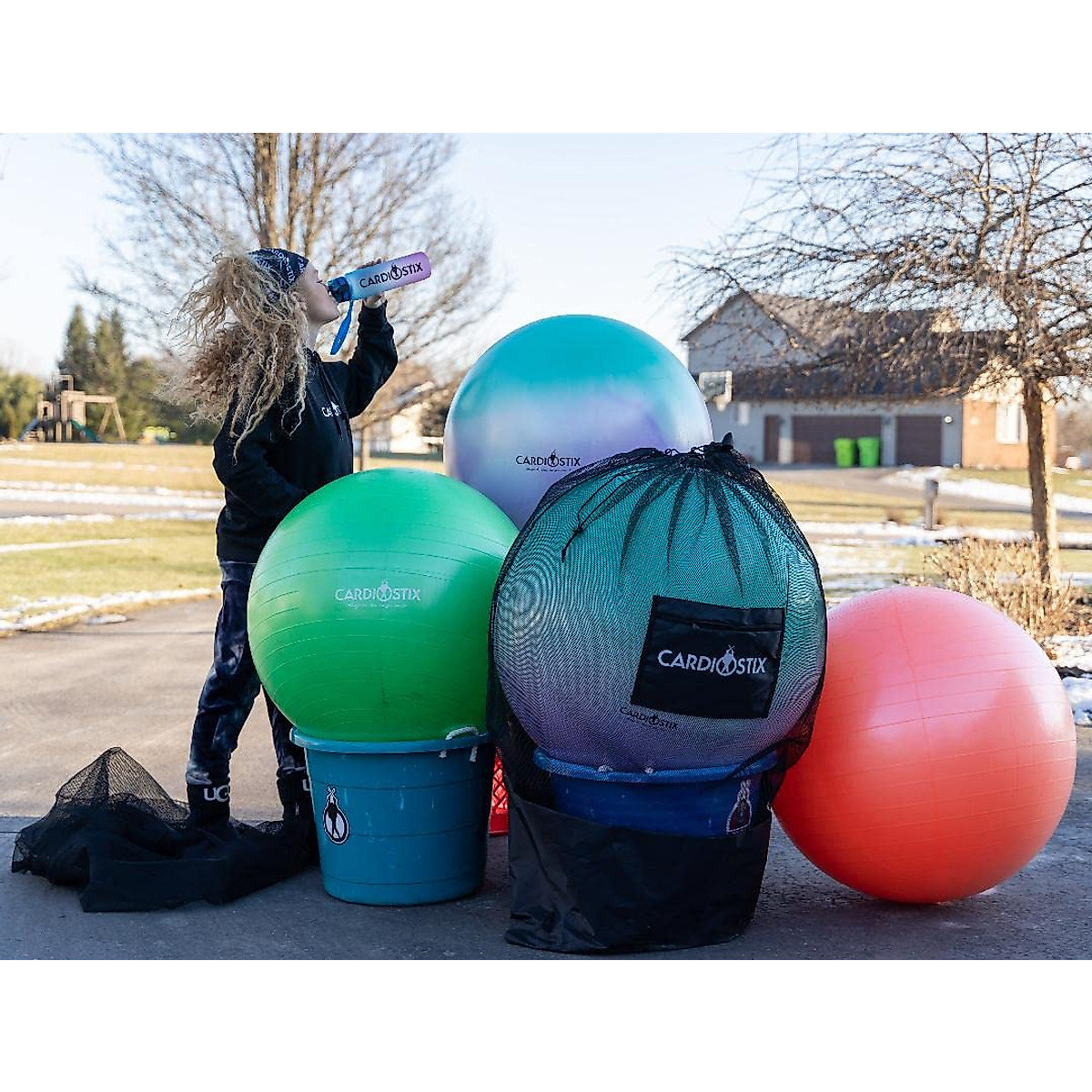 Cardiostix Bucket Ball Hauler for Cardio-Drumming | Drumsticks, Premium Mesh, Fitness, Aerobic Class, Caddy, Pound, Exercises & Workouts (Listing is for The 1 mesh Bag only)
