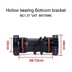 VIARON 170mm Bike Crankset 32T/34T/36T Hollow Integrated 104BCD Single Speed Round Chainring Crankset with Bottom Bracket (34T)