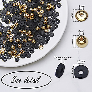 BOCAR 6mm 10 Strands Clay Beads Kit Vinyl Flat Handmade Polymer Clay Beads with 2 Strands Alloy Beads Spacer for Jewelry Making Necklace Bracelet Earrings Finding (CB-001-mix 3)