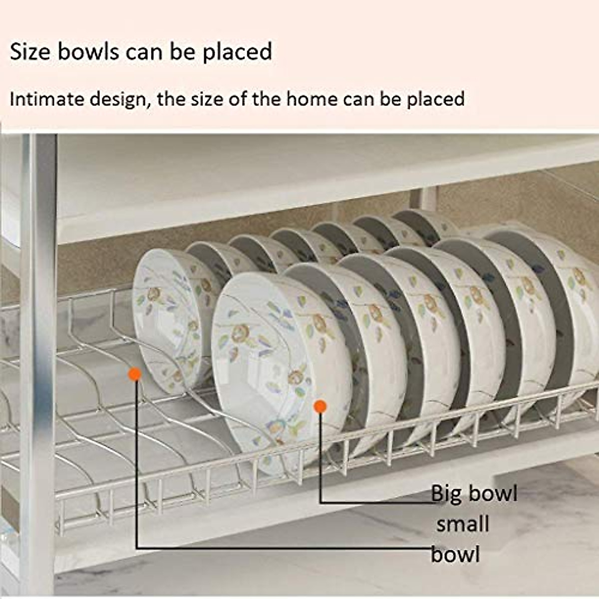 STRAW Stainless Kitchen Storage Rack, Dish Drying Rack Chrome Dish Drainer Rack Steel Dish Rack with Drain Board and Cutlery