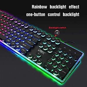 XYLXJ Gaming Keyboard and Mouse, Keyboard and Mouse Wired Gaming Keyboard and Mouse Combo RGB Backlit Gaming Keyboard