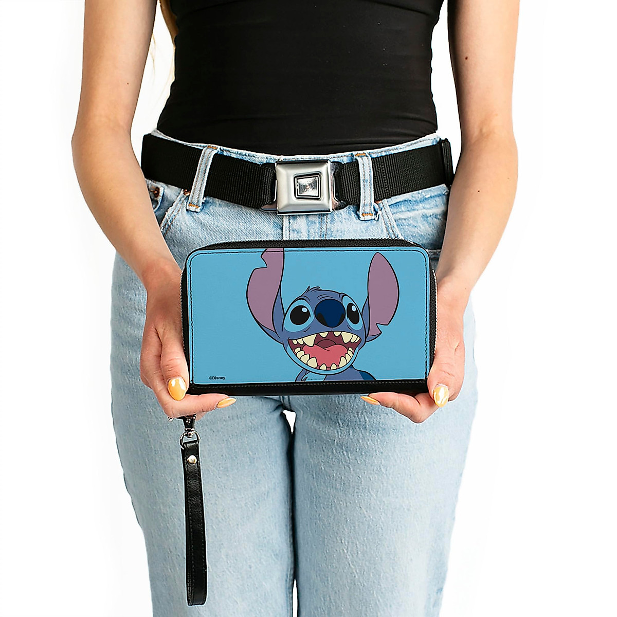 Buckle-Down Women's PU Zip Around Wallet Rectangle-Lilo & Stitch, 7.5"x4.5"