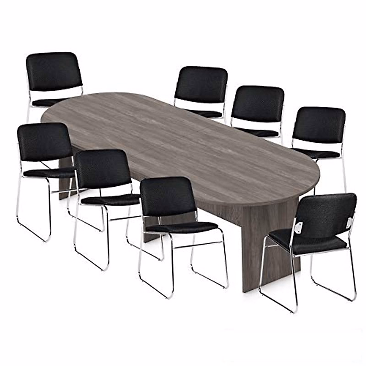 GOF 6FT, 8FT, 10FT Conference Table & Chair (G11697) Set, Dark Cherry, Espresso, Artisan Grey, Mahogany, Walnut (10ft Table with 8 Chairs, Artisan Grey)