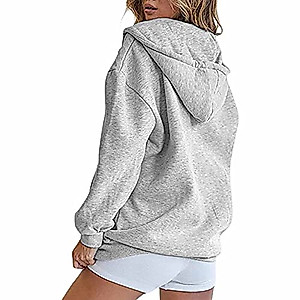 Lingbing Womens Long Sleeve Sweatshirt, Women's Y2K Hoodies Casual Long Sleeve Sweatshirts Track Jackets With Pockets Grey