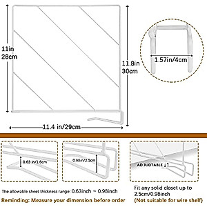 DyaSyaHya Shelf Dividers for Closet Organization - 6PCS - Steel Partition System for Organizing Cabinets, Wardrobe, Wooden & Flat Shelves - Metal Separators for Shelving Units - 11x11.4-Inch, White