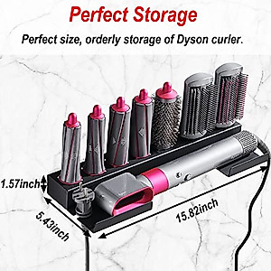 KEOQIANG Storage Holder for Airwrap Wall Mounted, Sturdy Curling Iron Accessories Rack Bracket with Adhesive, Suitable for Bathroom, Bedroom, Styling Room, Hair Salon, Black