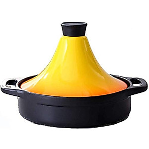JINXIU Casserole Tajine Cooking Pot with Lid, Hand Made and Hand Painted Tagine Pot Ceramic Pots for Different Cooking Styles Home Cookware Pot (Color : Yellow)