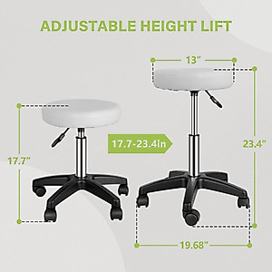 Adjustable Hydraulic Rolling Swivel Salon Stool Chair Tattoo Massage Facial Spa Stool Chair Black (White)