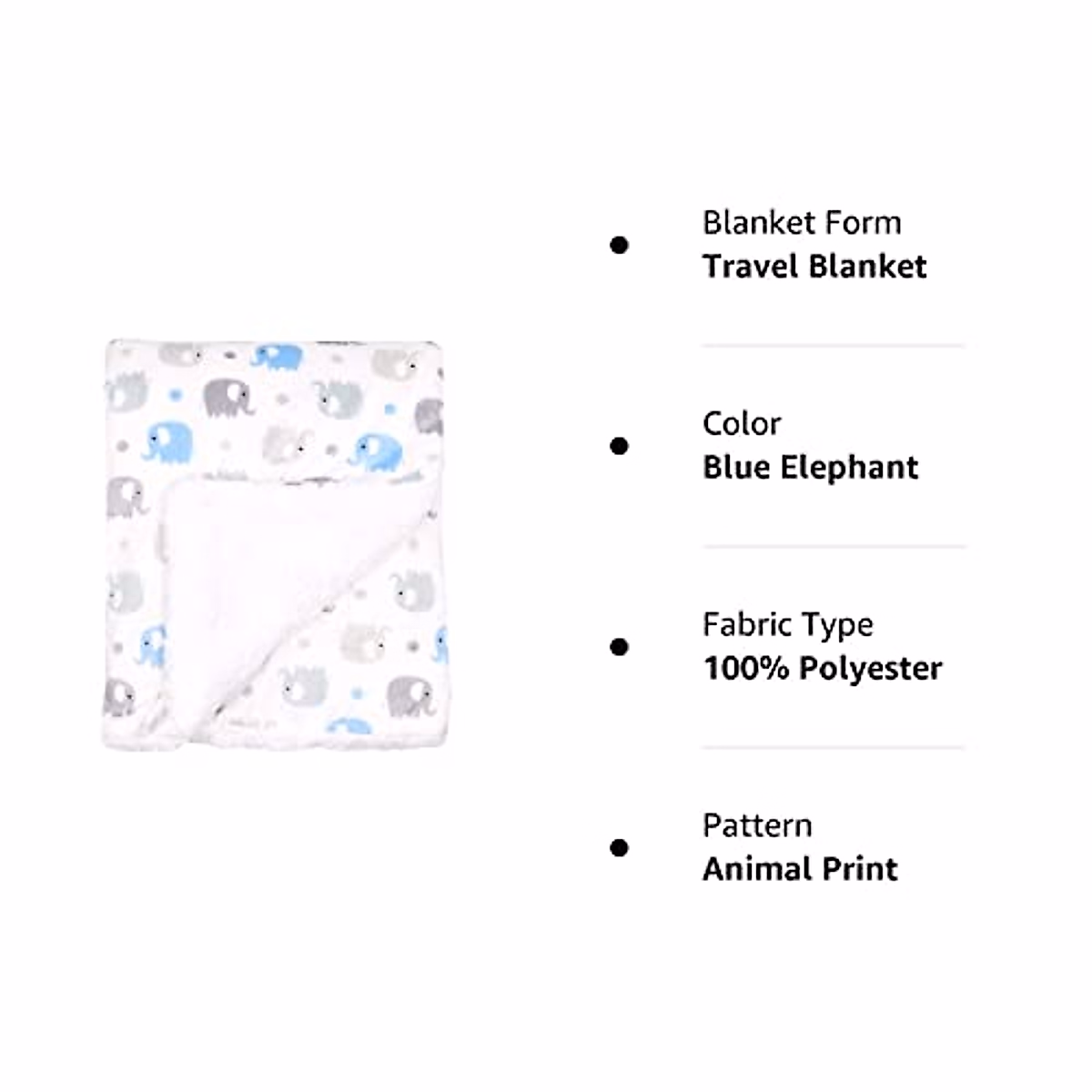 EVERYDAY KIDS Large Ultra Soft Gray and Blue Elephant Minky Baby Blanket for Boys Mink and Sherpa Toddler and Baby Boy Blanket Measures 30 x 40”; Trendy Animal Elephant Baby Nursery Decor