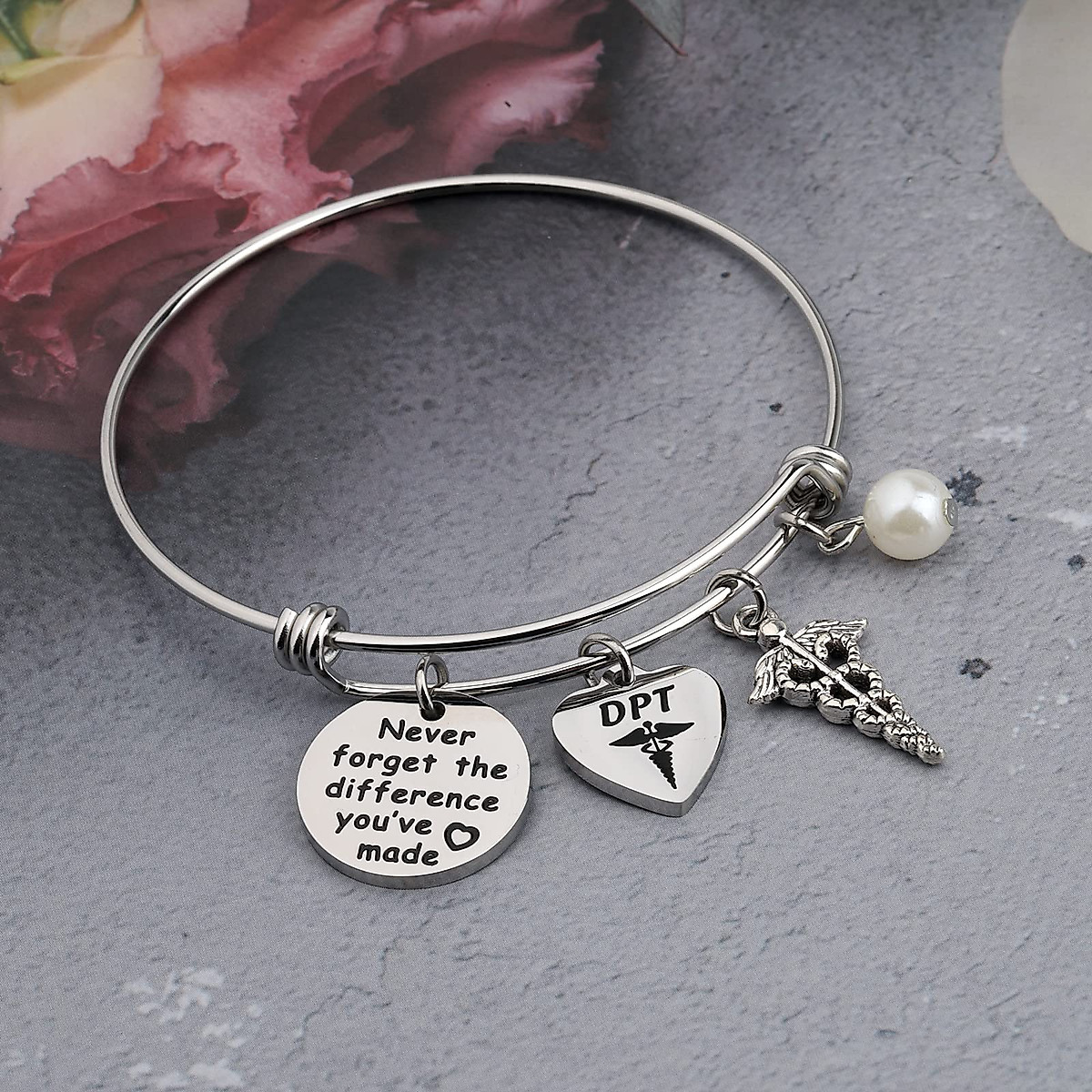 WSNANG DPT Bracelet Doctor of Physical Therapy Graduation Gift Never Forget The Difference You've Made DPT Graduate Gift (DPT Difference BR)