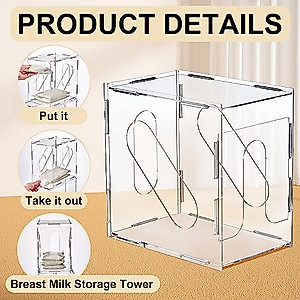 Sintuff 2 Pcs Breast Milk Storage Tower Clear Breast Milk Freezer Storage Organizer Reusable Breastmilk Storage Container Breastmilk Freezer Organizer Breastfeeding Essentials, Storing Freezing Milk