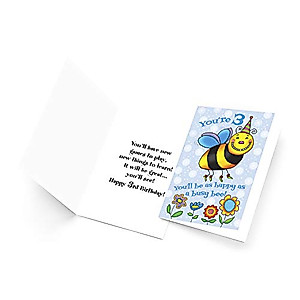 Happy 3rd(Third) Birthday Greeting Card For Boy or Girl | Made in America | Eco-Friendly | Thick Card Stock with Premium Envelope 5in x 7.75in | Packaged in Protective Mailer | Prime Greetings