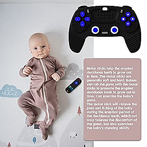 2-Pack Baby Teether Toys Silicone Toddler Sensory Toy Chew Toys Educational, TV Remote Control Shape Teething Toys for Babies 6-18 Months (Black)