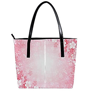 Large Leather Handbags for Women Cherry Japanese paper New Year's card background Top Handle Shoulder Satchel Hobo Bag