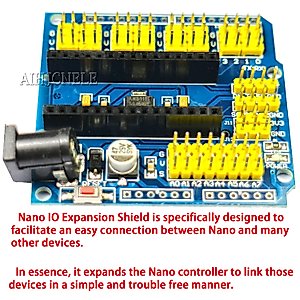 AIHJCNELE 2pcs Nano I/O Expansion Board Extension Shield for Nano V3.0 UNO R3 R1 Pro Duemilanove Nano I O Sensor Shield Module Nano UNO Multipurpose Expansion PCB with Dupont Cable Wire Kits