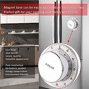 Kitchen Timer, Chef Cooking Timer Clock with Loud Alarm, No Batteries Required, 100% Mechanical - Magnetic Backing, Exquisite Stainless Steel Body